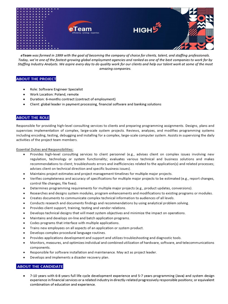 Software Engineer Specialist | Download Free PDF | Computer Programming | Computer Program