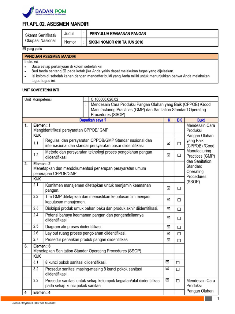 15 - FR - Apl.02 Asesmen Mandiri PKP | PDF
