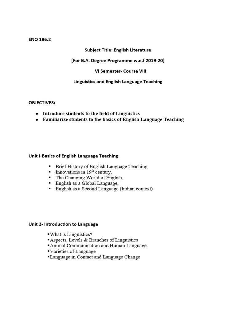 Elt Syllabus | PDF