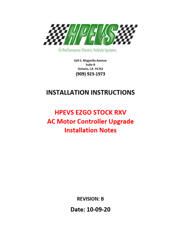 HPEVS EZGO RXV Controller Upgrade Guide | PDF | Electrical Connector ...