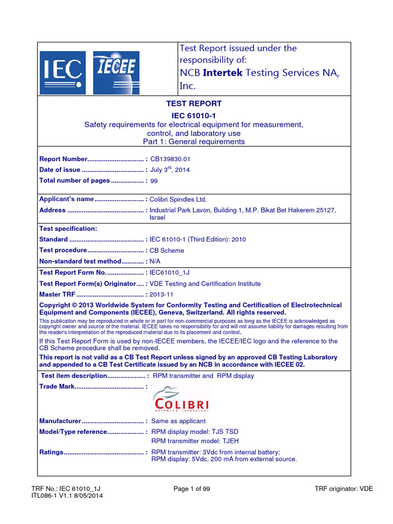 EN 61010-1 2010 Testreport - Example2 | PDF | Ac Power Plugs And ...