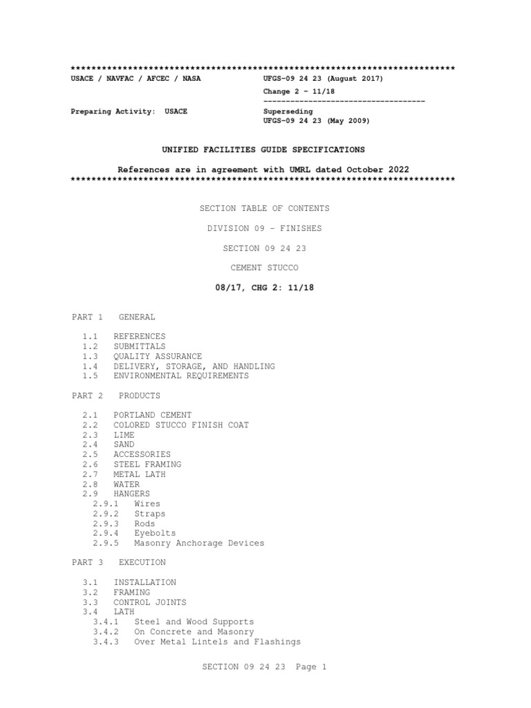 Section 09-24-23 Cement Stucco | PDF | Cement | Materials