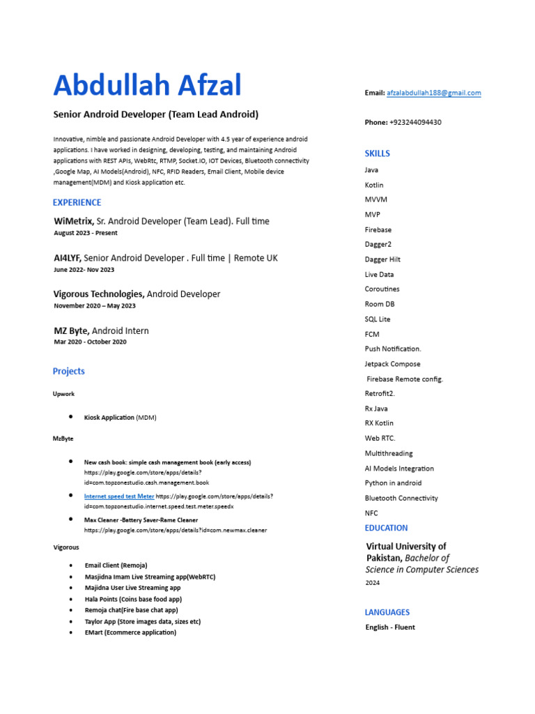 Abdullah Afzal Android | PDF | Android (Operating System) | Mobile App