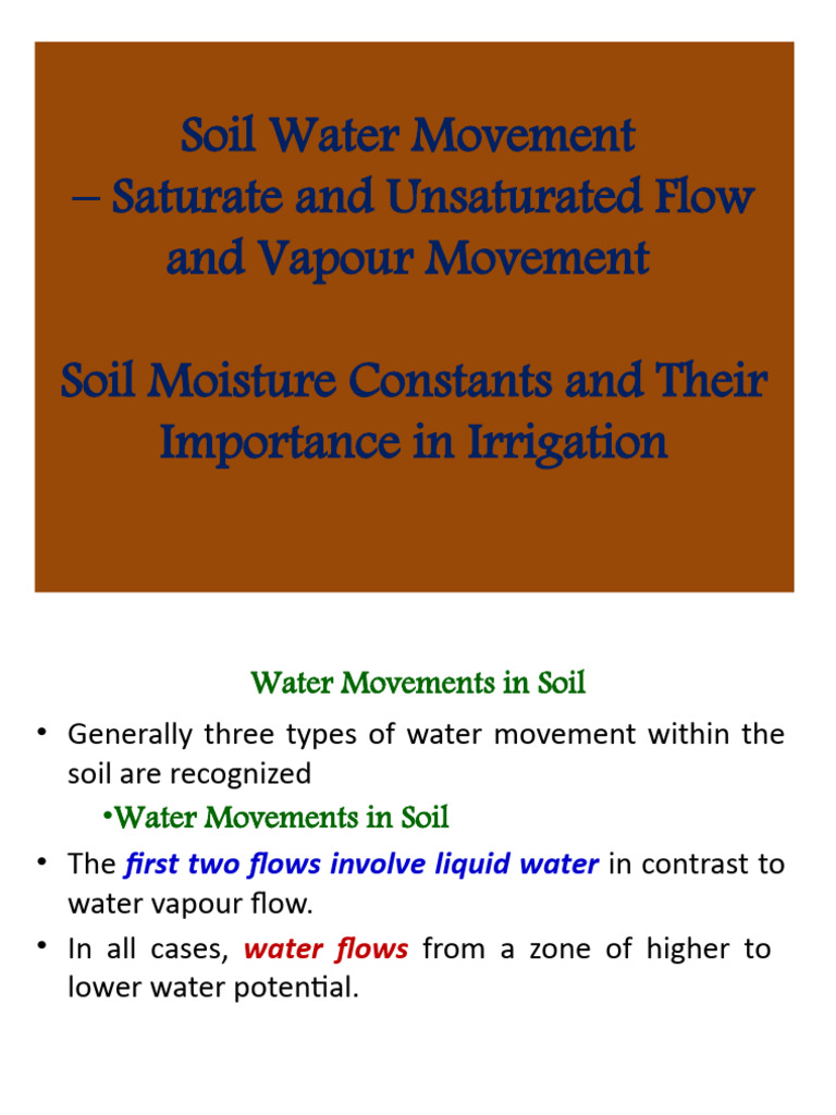 AGR 351 - Soil Water Movement - PPT 1 - Agri Junction | PDF | Soil ...