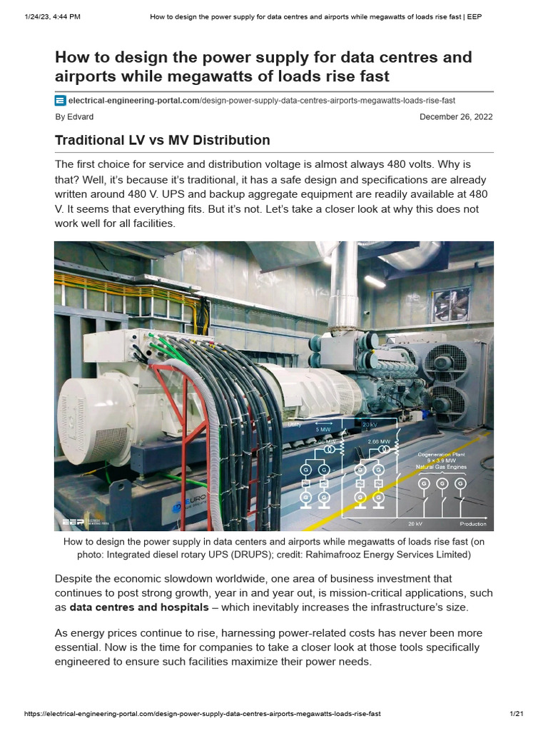 How To Design The Power Supply For Data Centres and Airports | PDF ...