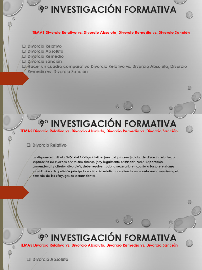 9° Investigación Formativa Material de Estudio | PDF | Divorcio | Matrimonio, Sindicatos Y Alianzas