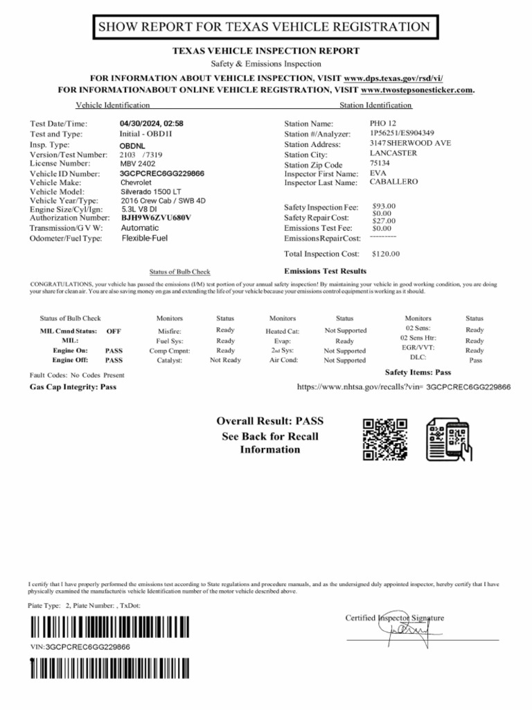 Proof of Inspection Report | PDF