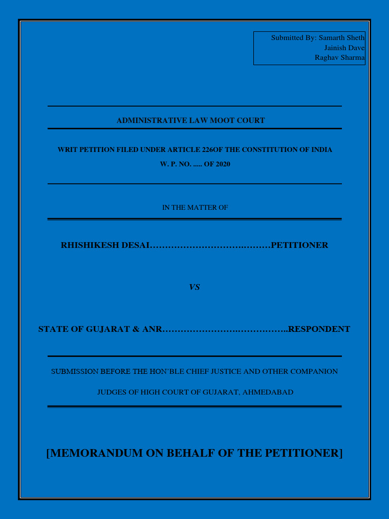 Administrative Law Moot Petitioner Memo by Jainish Dave and Group | PDF ...