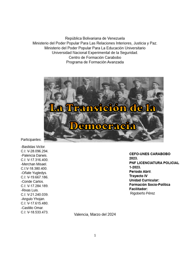 Transicion De La Democracia En 1936 001 Descargar Gratis Pdf
