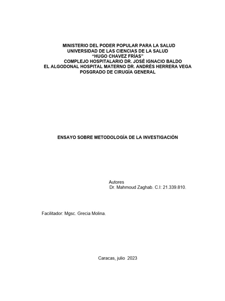 Ensayo Zaghab Ucs 23 | PDF | Teoría | Hipótesis