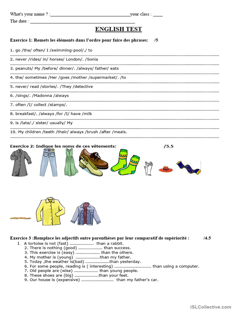 Present Tense, Frequency Adverbs, Clothes and Comparison | PDF