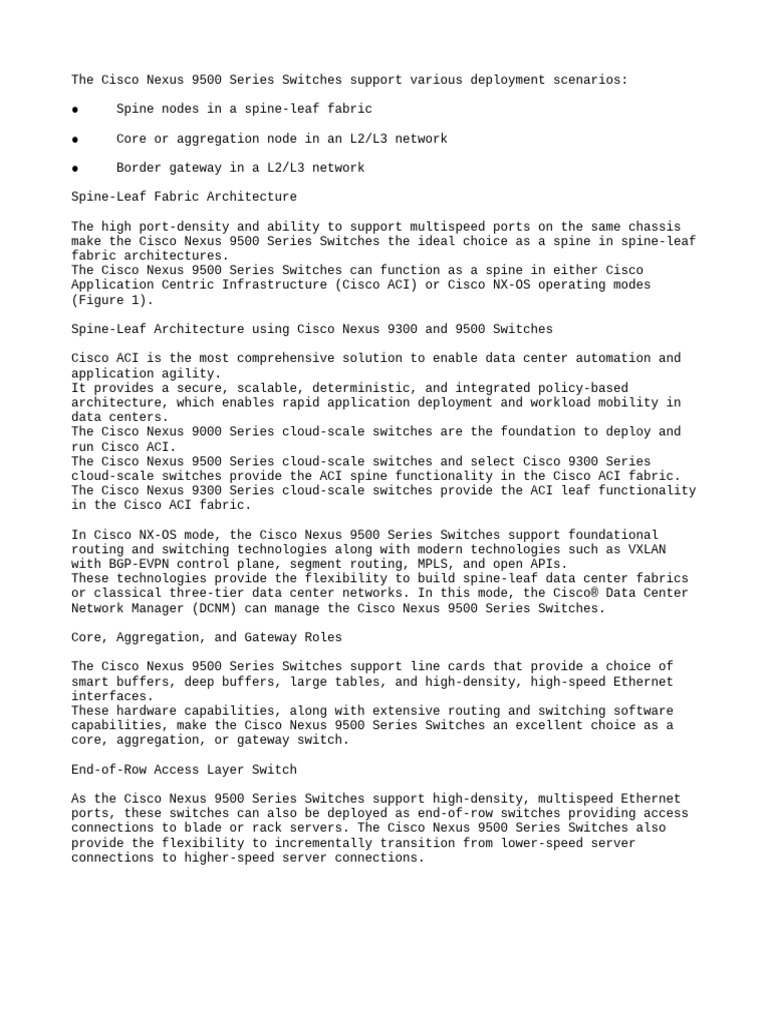 Cisco Nexus 9500 Series Switches | Download Free PDF | Network Switch | Computer Network