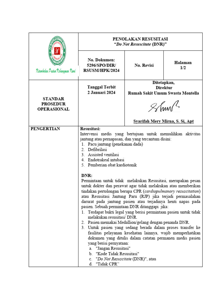 Spo Penolakan Resusitasi | PDF