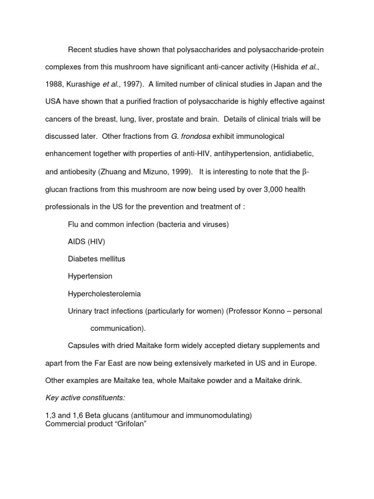 Maitake Gold 404: Anti-Cancer Benefits | PDF | Fungus | Medicine