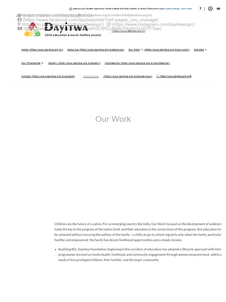 Our Work - Dayitwa NGO Reliable 2024 | PDF | Social Science