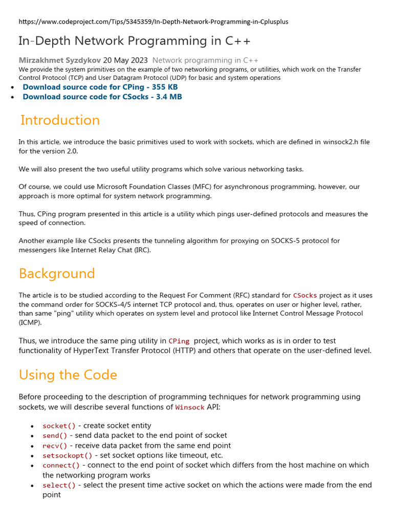 In Depth Network Programming In C Download Free Pdf Network Socket Computer Network