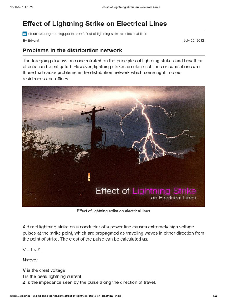 Lightning Strikes and Electrical Lines | PDF | Electric Power ...