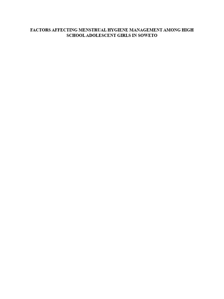 Factors Affecting Menstrual Hygiene Management Among High School