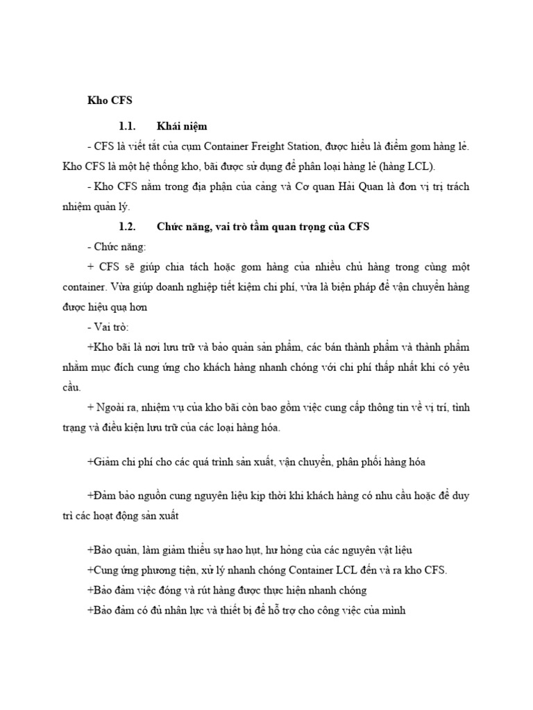 Kho Cfs 1.1. Khái niệm | PDF