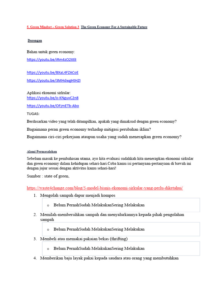 Green Mindset - Green Solution 3 The Green Economy For A Sustainable ...