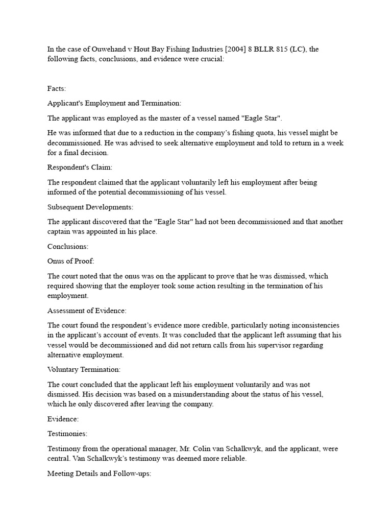 Automomaticaly Unfair Dismissals, Misconduct, Subtantive and Procedural Fairmess, s187, s188 ...