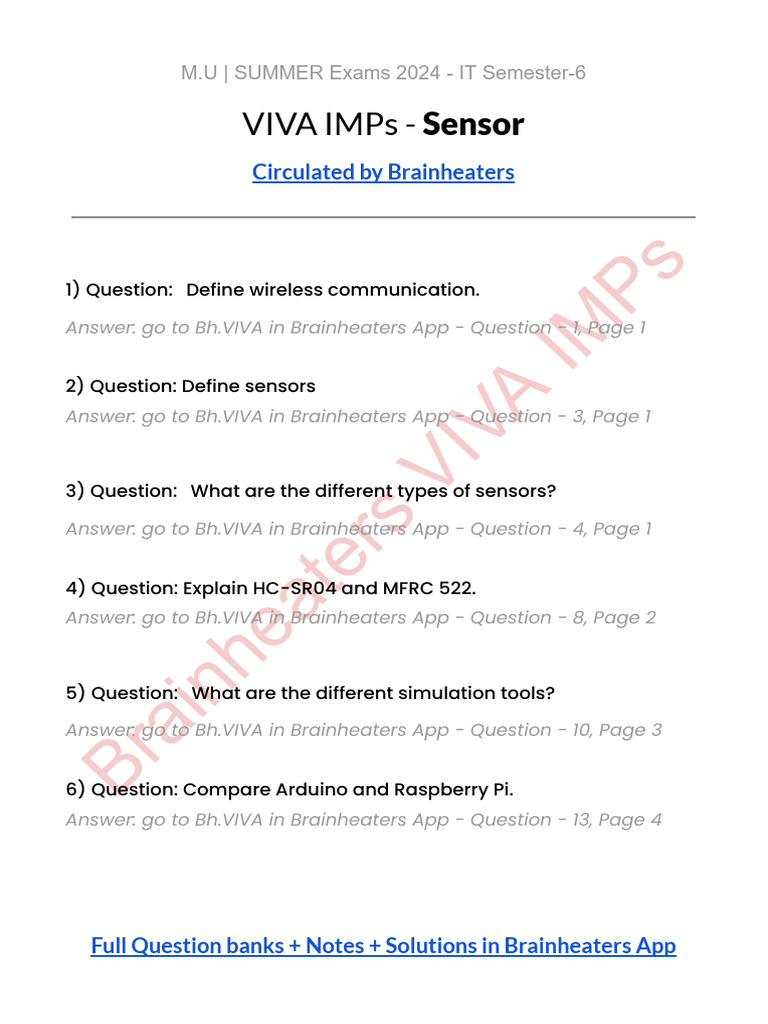 Sensor - IT Sem6 VIVA IMPs | PDF | Games & Activities | Computers