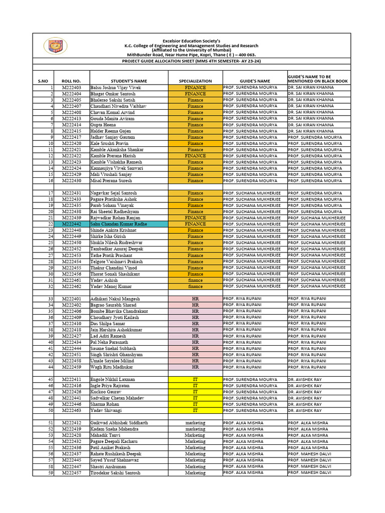 Guide Allocation Sheet 23-24 | PDF