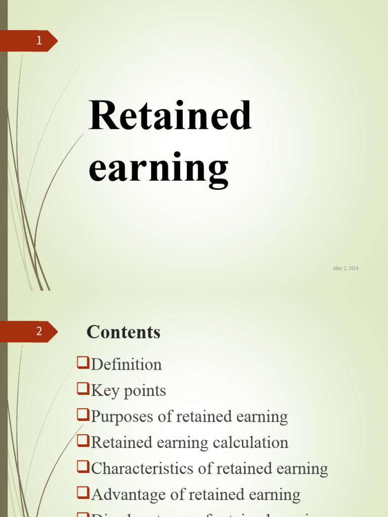 Retained Earning | PDF | Dividend | Retained Earnings
