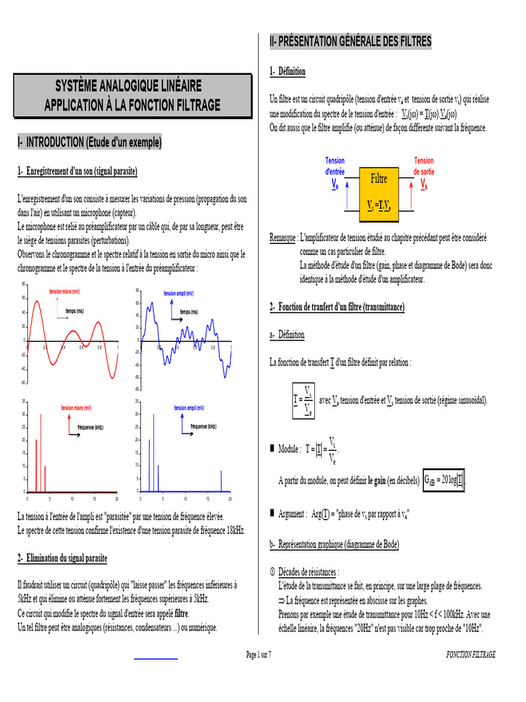Fonction de filtrage et types de filtres | PDF | Filtre (électronique ...