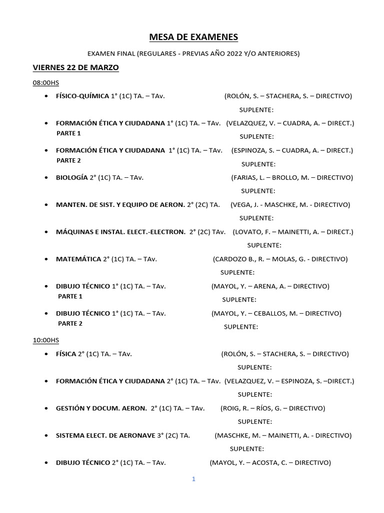 Mesa de Examenes | PDF