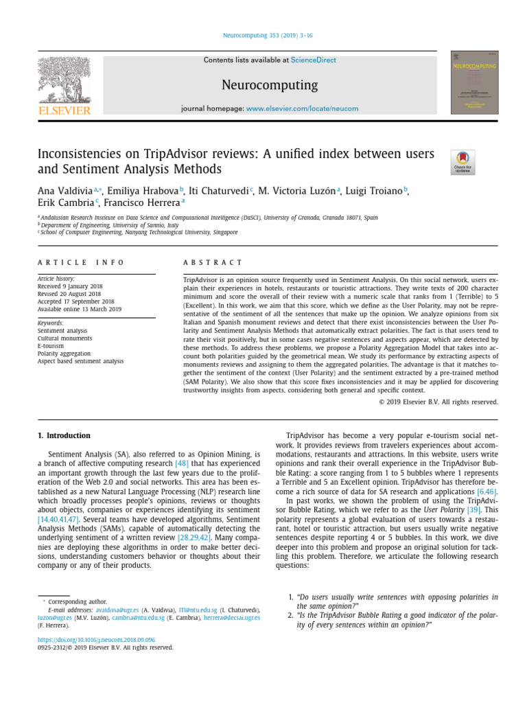 Inconsistencies On TripAdvisor Reviews | PDF | Cognitive Science Inconsistencies On TripAdvisor Reviews | PDF | Cognitive Science