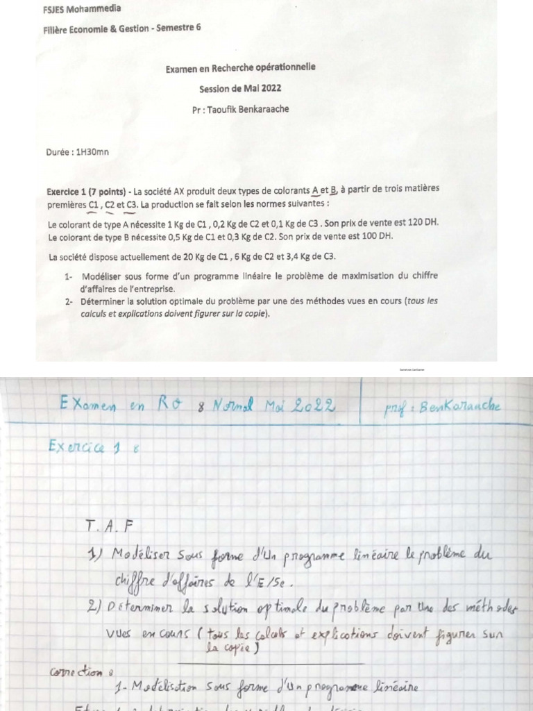 Corr Exam 2022 Simplexe | PDF