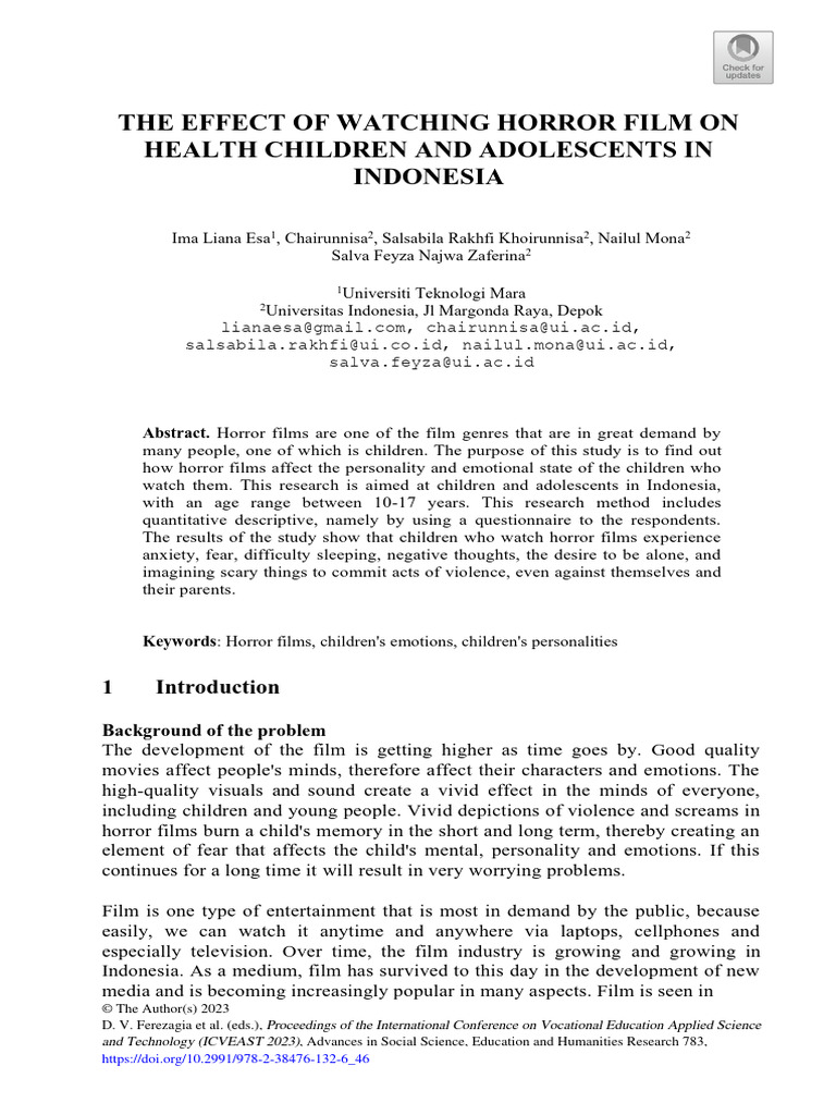 The Effect of Watching Horror Film On Health Children and Adolescents ...