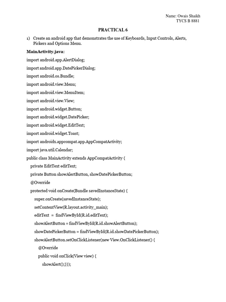 8881practical6 | PDF | Android (Operating System) | Mobile Software