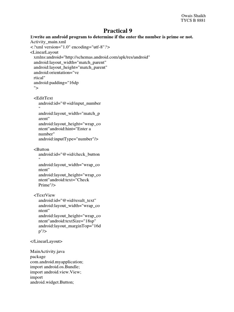 8881 Practical 9 | PDF | Android (Operating System) | Application Software