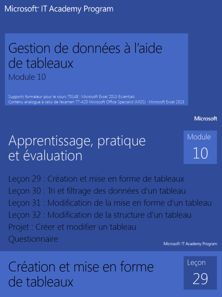 Gestion De Données Avec De Tableaux Excel Pdf Microsoft Excel