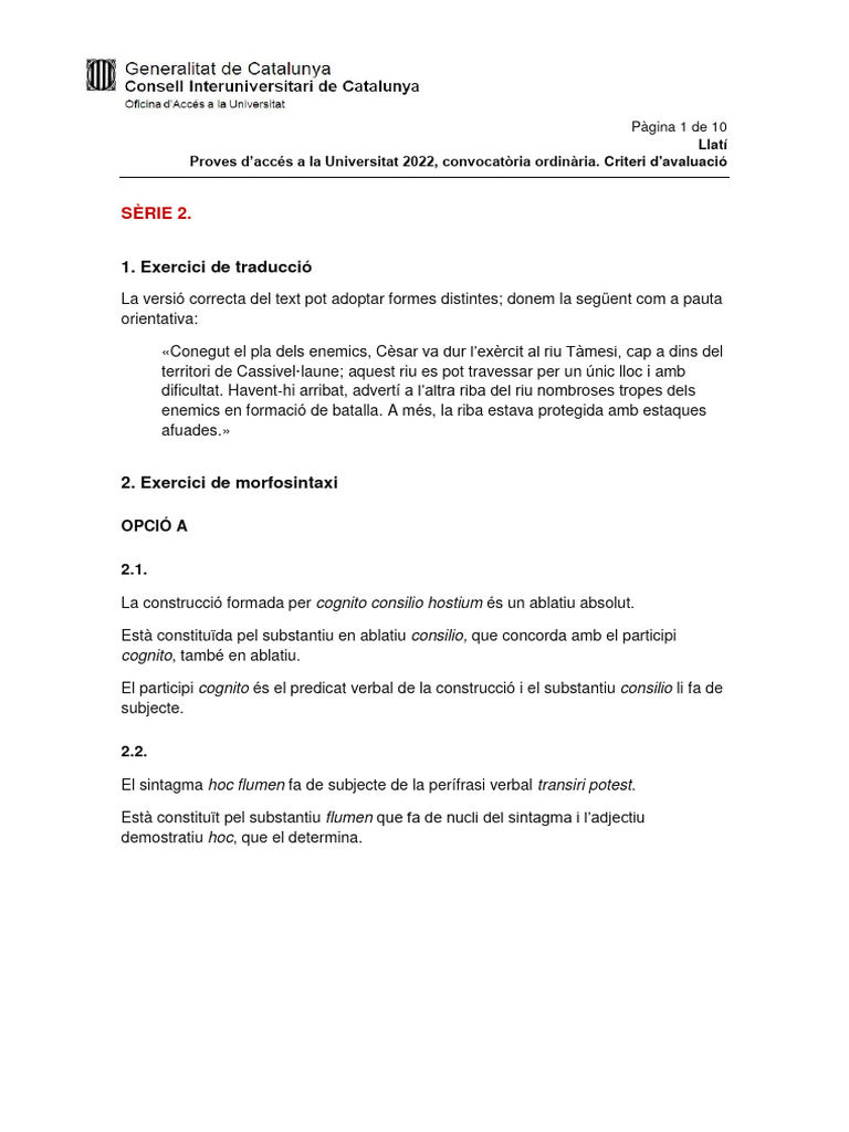 Sele - Latín - 2022 Serie2 - Solución | PDF