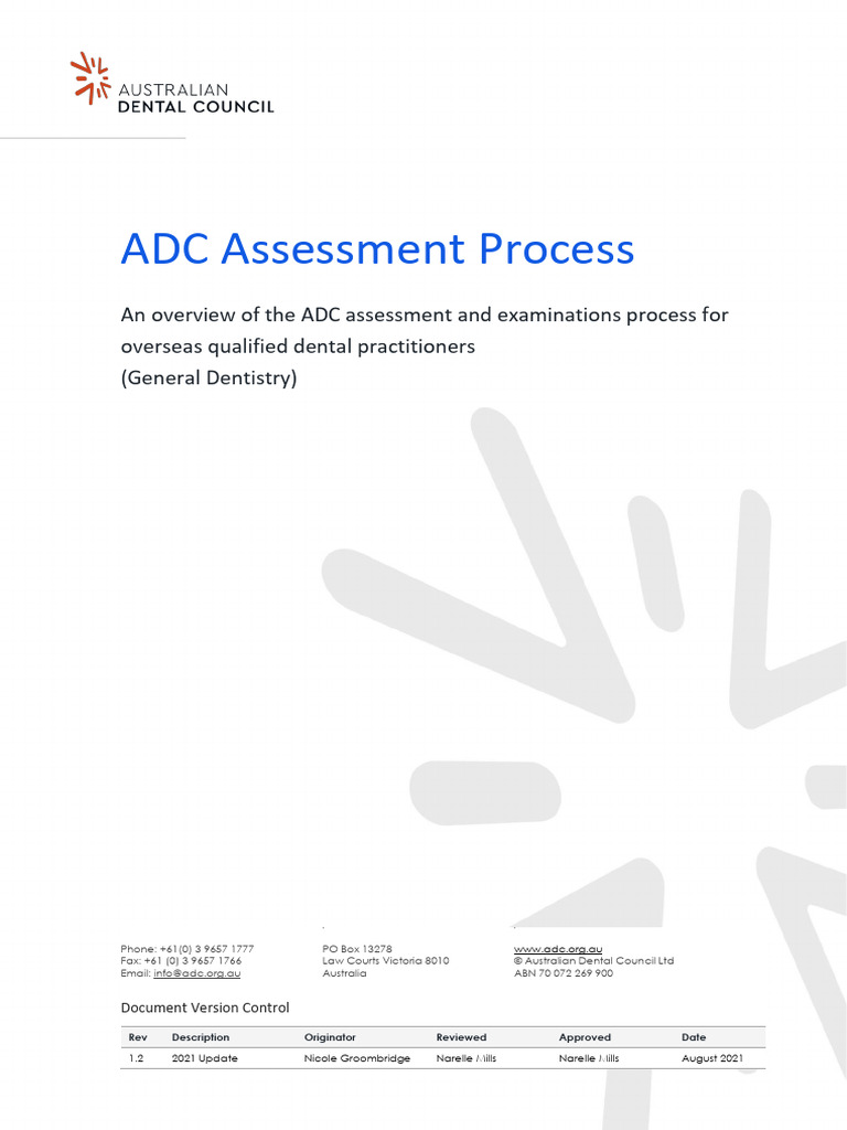 ADC Assessment Process | PDF | Dental Hygienist | Dentistry