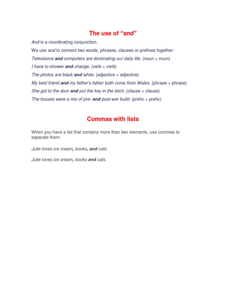 Understanding the Use of "And" in Writing | PDF