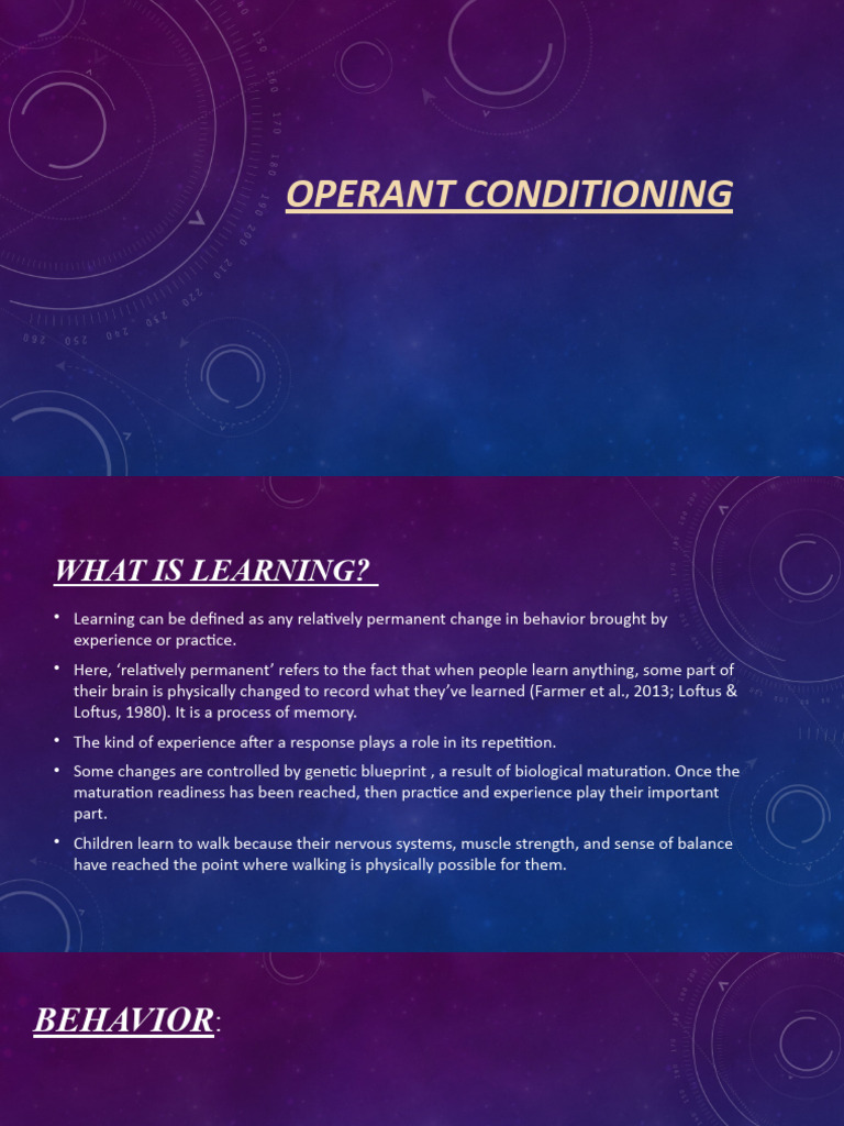 Operant conditioning | PDF | Reinforcement | Learning