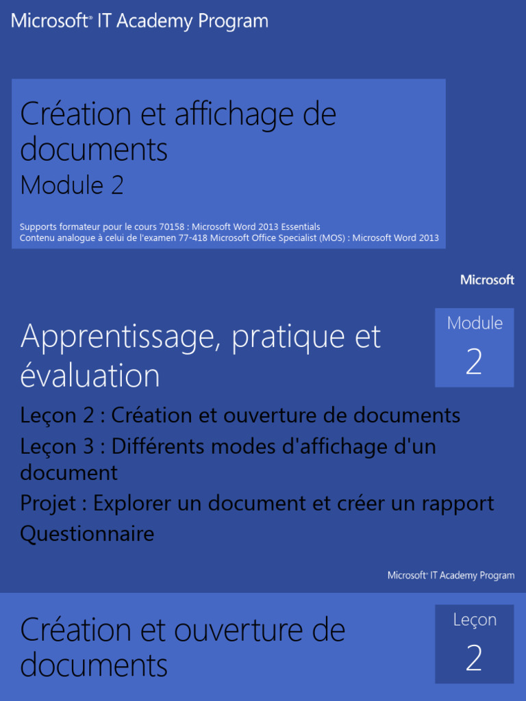Création Et Affichage de Documents Word | PDF | Microsoft Word ...