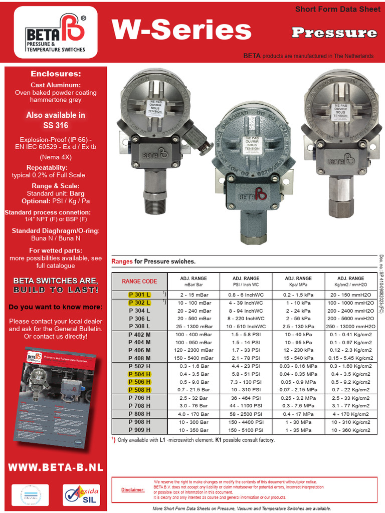 W-Series-Pressure-SP-410-2023 | PDF | Pascal (Unit) | Pipe (Fluid ...