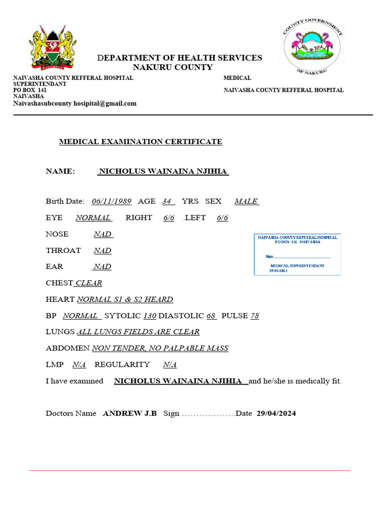 Medical Form | Download Free PDF | Clinical Medicine | Medical Specialties