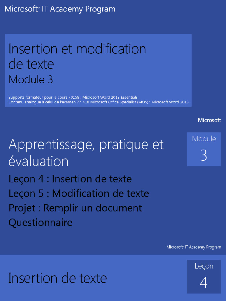 Insertion Et Modification de Texte Word | PDF | Microsoft Word | Logiciel