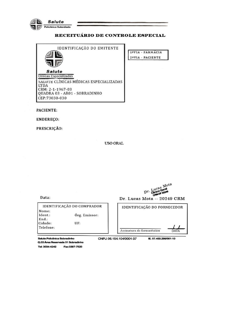 Receituario de Controle Especial | PDF Receituario de Controle Especial | PDF