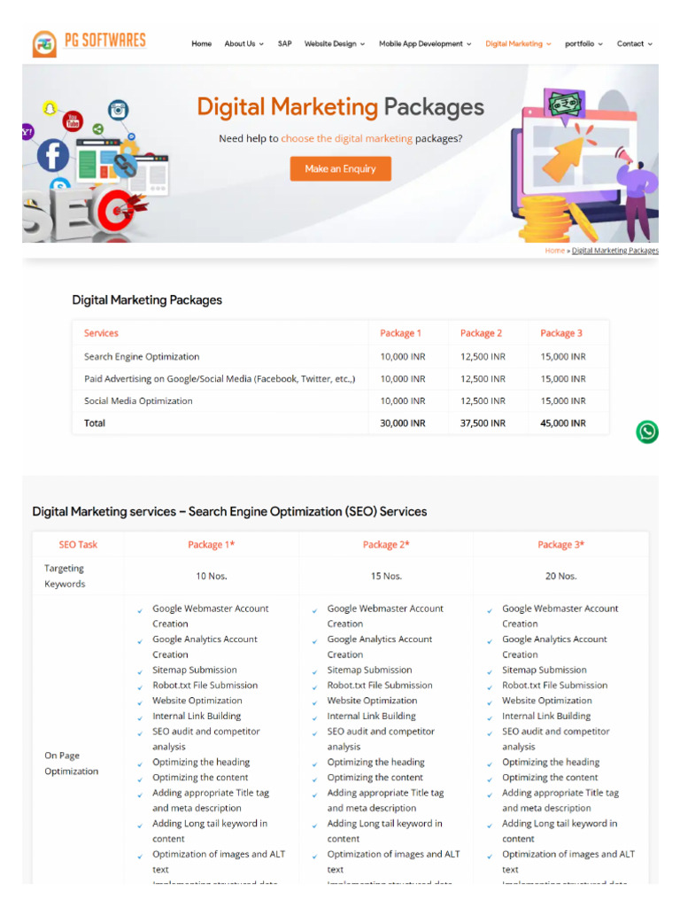 Pgsoftwares Digital Marketing Packages | PDF