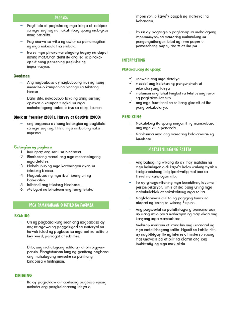 Pagbasa at Pagsusuri Sa Ibat Ibang Teksto Tungo Sa Pananaliksik | PDF