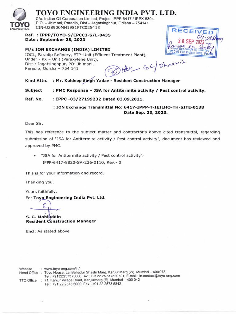 JSA For Antitermite Activity & Pest Control | PDF