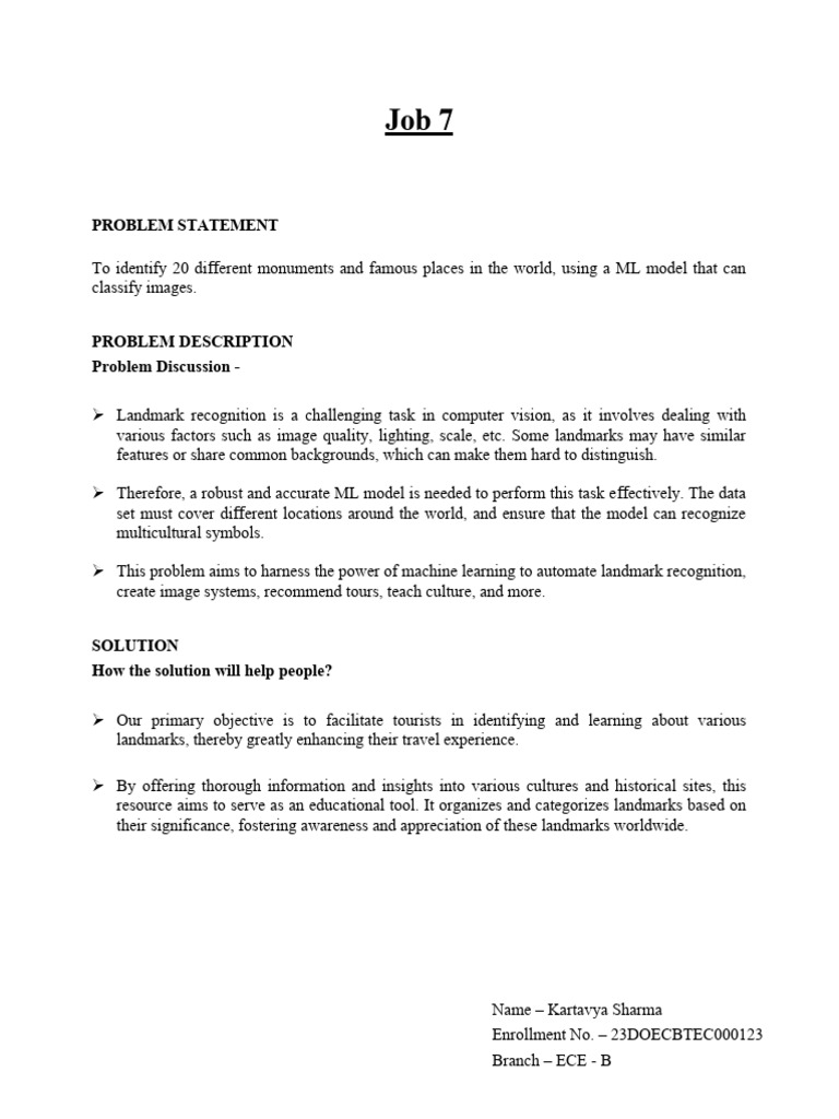Landmark Recognition with ML Model | PDF | Career & Growth