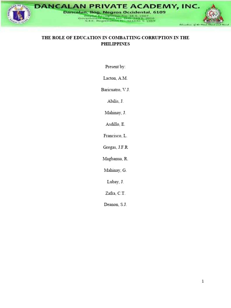 Education's Role in Fighting Corruption | PDF | Political Corruption ...